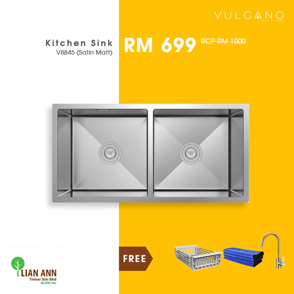 VULCANO Stainless Steel Kitchen Sink V8845 - Lian Ann Online Eshop